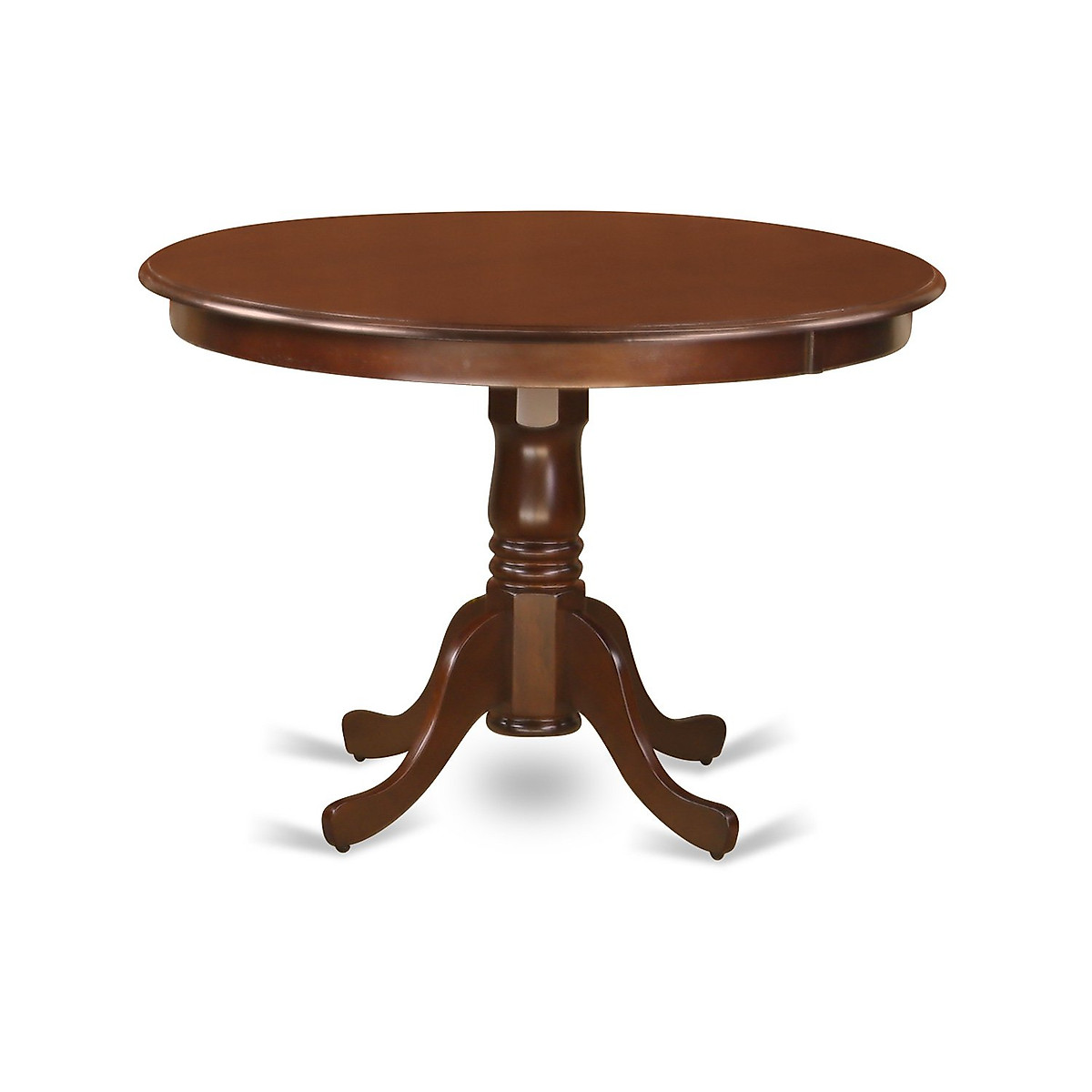 East West Furniture HLDU3-MAH-W 3 Piece Dining Set Contains a Round Dining Room Table with Pedestal and 2 Kitchen Chairs, 42x42 Inch, Mahogany