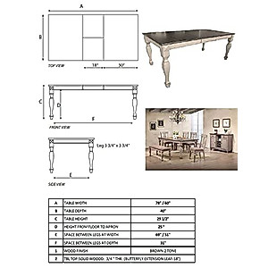 Pilaster Designs Indoor Home Decorative Furniture Joanna 8 Piece Extendable Dining Set, Brown Wood & Polyester (Table, Six Queen Anne Back Chairs & Buffet Server)