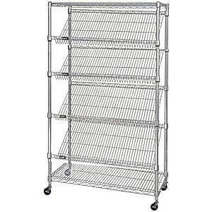 Omega 24" Deep x 36" Wide x 80" High 6 Tier Slanted Wire Black Shelf Truck