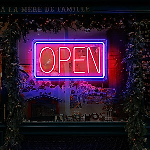 KABOER Neon Open Sign,16"x 9" LED Lights Open Sign Christmas Decoration,New Ultra Bright LED Neon Sign Wall Art for Business Bar Salon Shop Club(OPEN)