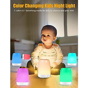 Night Light for Kids, Baby Night Light with Touch Control & Dimmable Warm Light, 5 Colors Changing Nursery Night Light, USB Rechargeable Bedside Lamp for Breastfeeding Toddlers Boys Girls Bedroom
