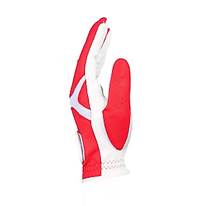 SIMPLE SYMBOL Men's Golf Glove Premium Synthetic Leather,Stable Grip,Six Pack（Left is Wear on Left Hand,Right is Wear on Right Hand） Four Colors to Choose from White/Sky/Beige/Red(Red,L,Right)