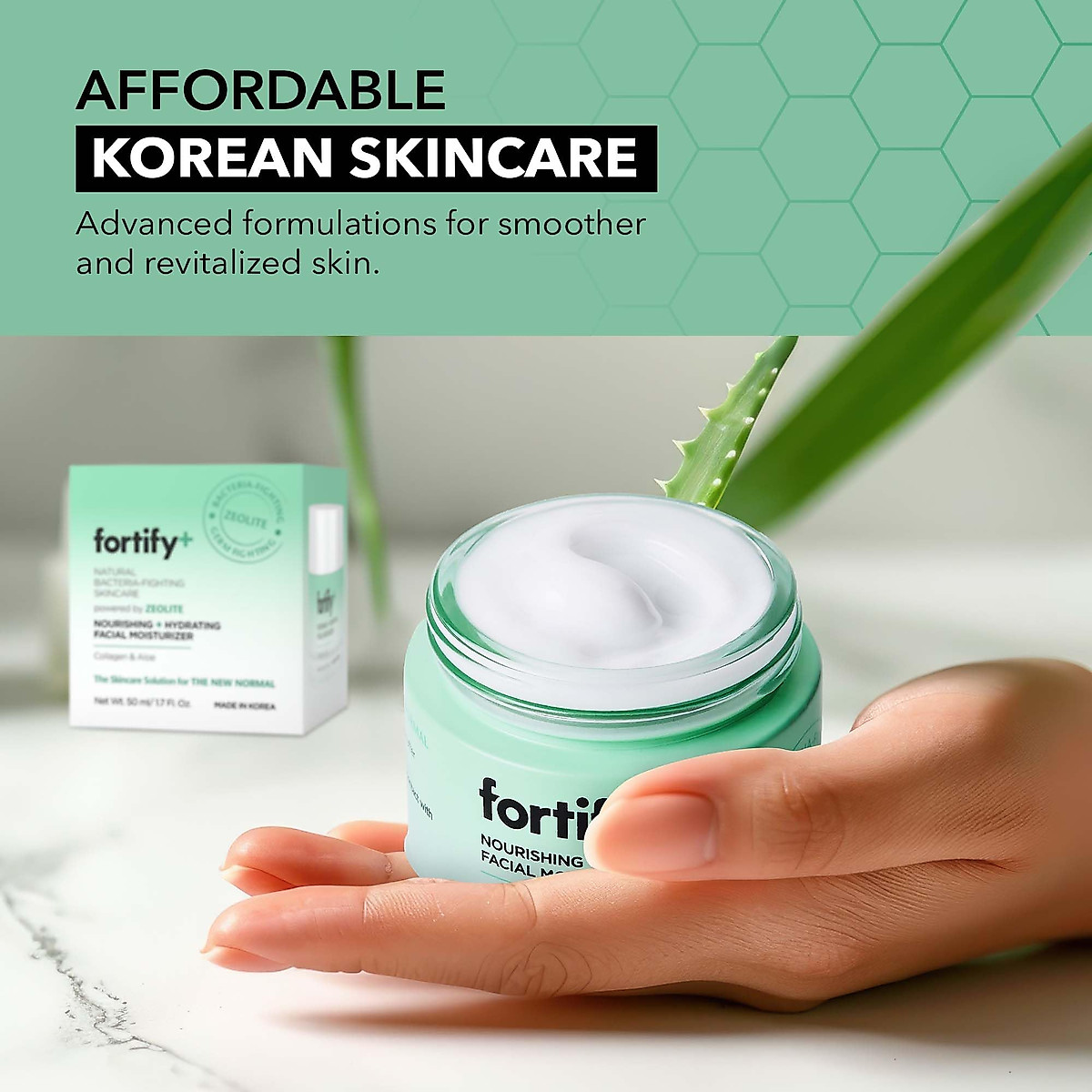 Fortify Skincare 9-in-1 Anti-Aging Facial Moisturizer with Collagen, Hyaluronic Acid & Aloe - Korean Skin Care for Hydrating & Nourishing, Derm-Tested - Fragrance & Alcohol-Free - 50ML/1.7Fl.Oz