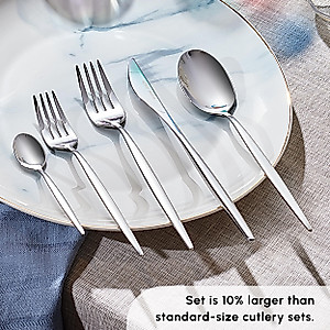 Karaca Lizbon 60-Piece Cutlery Set for 12 People -18/10 Stainless Steel, Dinnerware Tableware Silverware Service, includes Forks, Spoons, knives, forks, Teaspoons, Mirror Polished, Dishwasher Safe