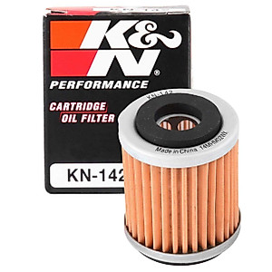 K&N Motorcycle Oil Filter: High Performance, Premium, Designed to be used with Synthetic or Conventional Oils: Fits Select Yamaha Vehicles, KN-142