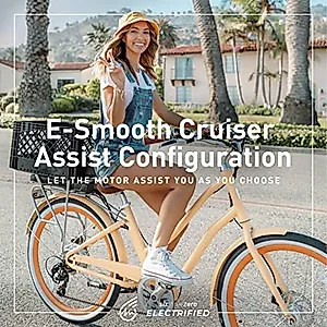 sixthreezero EVRYjourney Women's Electric Bike, 7-Speed Step Through Beach Cruiser eBike Bicycle, 250 Watt Motor, 26 Inch Wheels, Teal