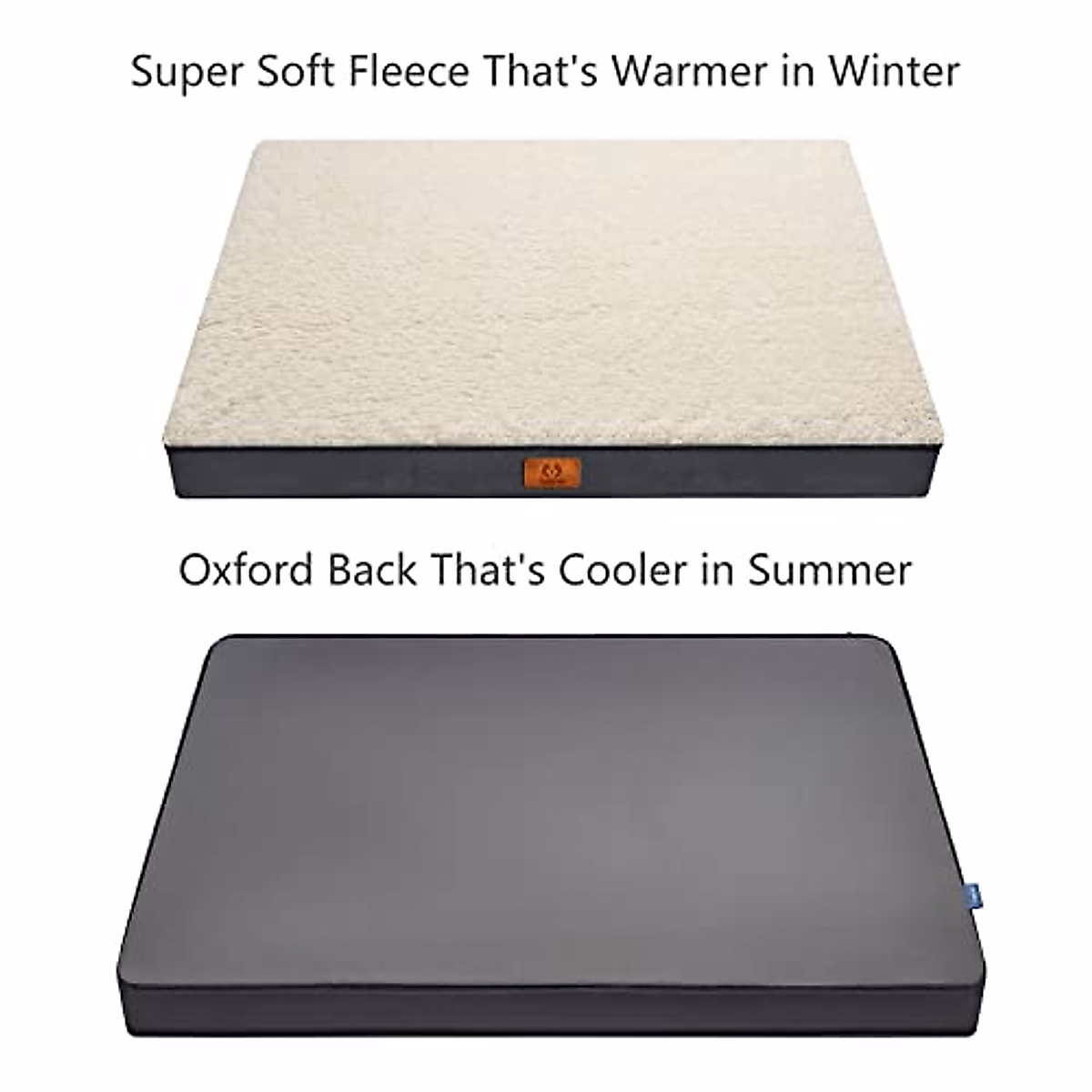 CozyLux Dog Beds for Large Dogs - Large Dog Bed for 65 lbs, Egg-Crate Foam Cat Bed Mat, Removable Washable Cover, Grey 35 X 22 X 3 inch