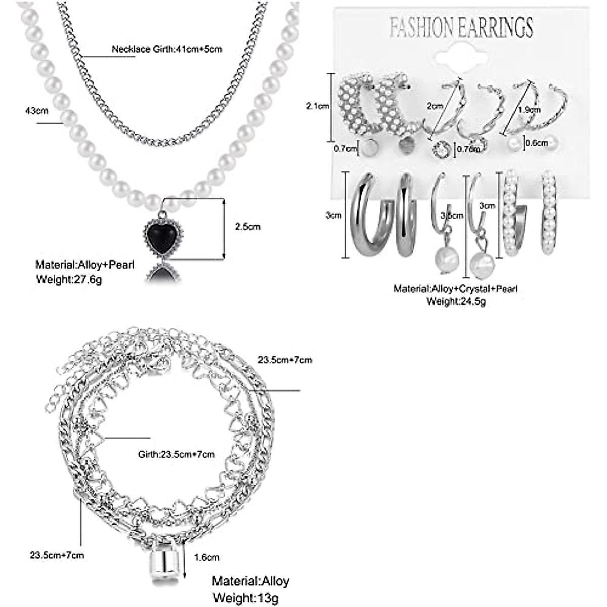 CONGYING 46 Pcs Gold Jewelry Set with 11Pcs Necklace, 11 Pcs anklet and 18 Pcs Earring Ear Cuff,6Hoop Earrings for Women Girls, Fashion Indie Costume Jewerly Pack for Anniversary Christmas Party Gift