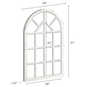 Barnyard Designs 30x47 Wood Cathedral Mirror – Arched Window Farmhouse Mirror for Living Room and Entryway Wall Decor (White)