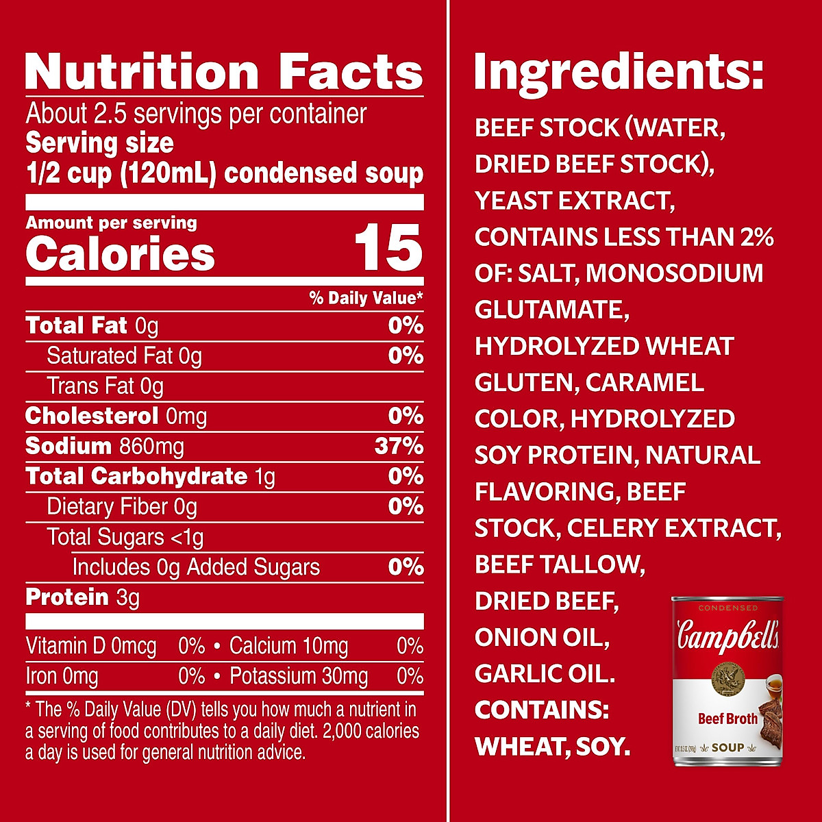 Campbell's Condensed Beef Broth, 10.5 Ounce Can (Case of 12)