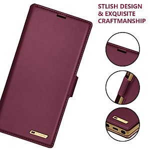 Fingic for Samsung Note 10 Case,Note 10 Wallet Case,PU Leather Wallet Case 2 ID &Credit Cards Slots Holder Side Pocket Kickstand Feature Flip Case Cover for Samsung Galaxy Note 10 6.3"(2019)-Wine Red