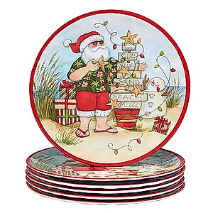 Certified International Santa's Wish Melamine 11" Dinner Plates, Multicolor, Large, Set of 6