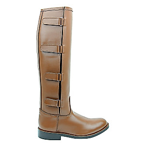 Hispar Women Ladies Spirit Polo Players Boots Tall Knee High Leather Equestrian - Tan 9 Plus Calf
