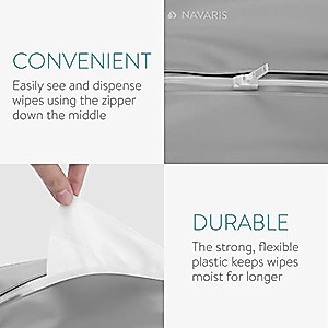 Navaris Wet Wipes Dispenser - Set of 2 Baby Wipe Travel Refillable Pouch Holder Container Bag Case - Portable Flushable Wipes Dispenser - Grey