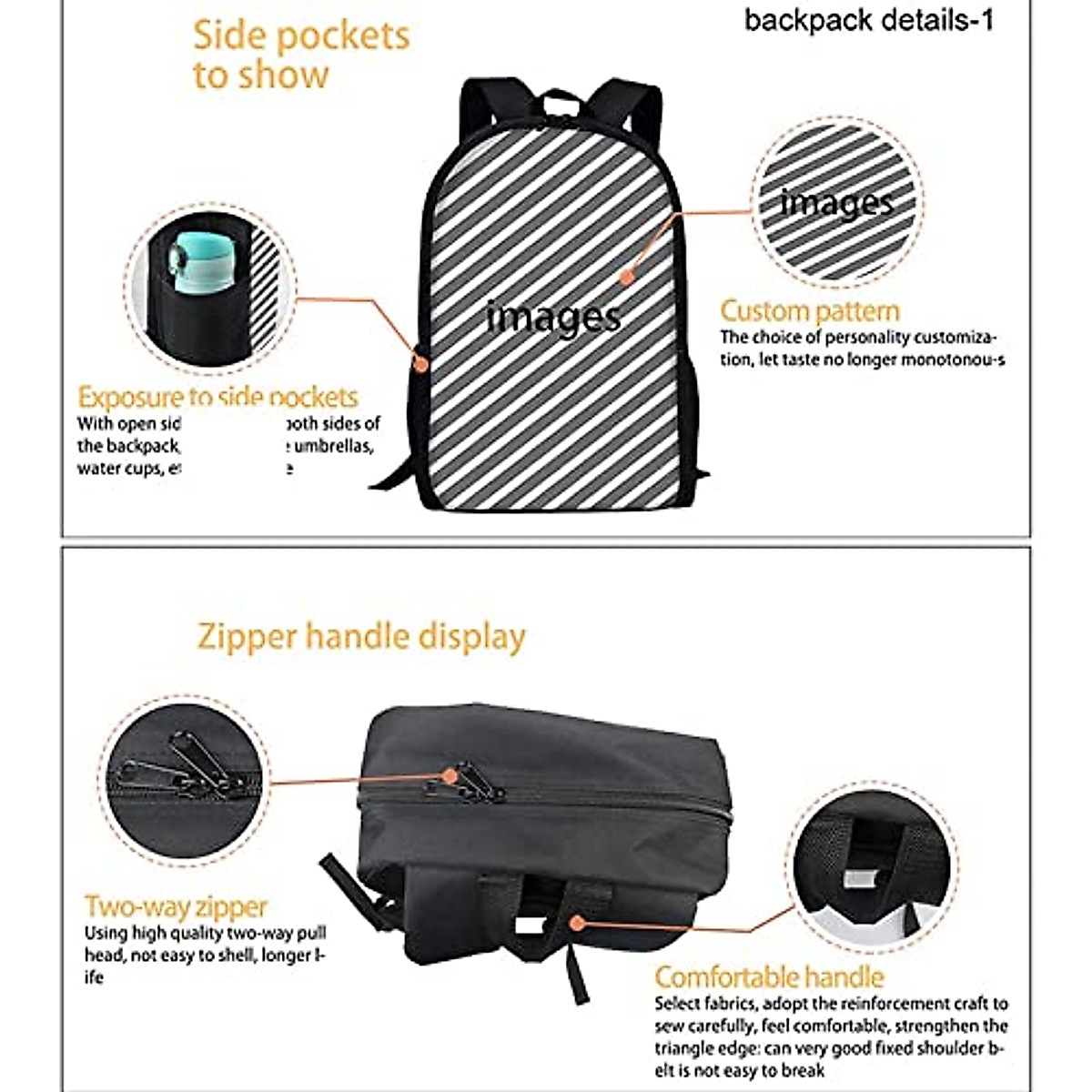 GIFTPUZZ Ocean Shark Backpack Set Durable to Carry Book Bag School, Lightweight Travel Daypack for Teen, Bookbags with Insulated Lunch Bag and Pencil Case, 3 Pieces Blue