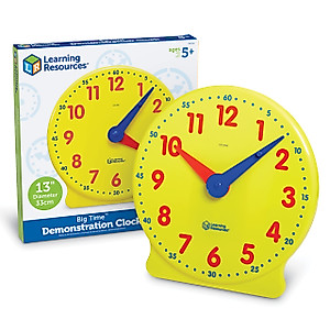 Learning Resources Big Time Learning Clock, Analog Clock, Homeschool, 12 Hour, Basic Math Development, Ages 5+