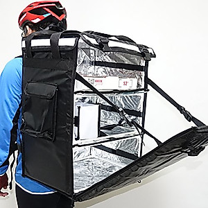 PK-86A: Backpack Food Delivery Bag with Dividers, w/3 Partitions for Hot/Cold, 16" L x 13" W x 24" H,Thermal Delivery Bags, Pizza Delivery Boxes