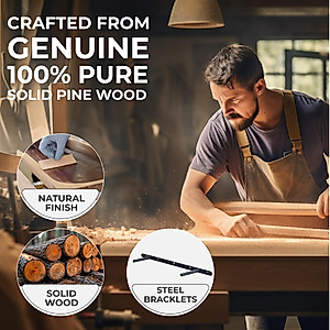 2 Pc Natural Pine Wooden Floating Shelves for Wall with No Drilling; Wall Mounted Wood Shelf Set; Wall Shelves for Living Room, Bathroom, Kitchen and Bedroom Bookshelf (DIY-Natural, 24 inch)