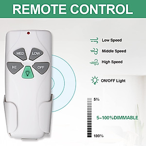 Homeybuff Ceiling Fan with Lights Remote Control, 60-Inch, Brushed Nickel(3 Blades), Dimmable LED Light