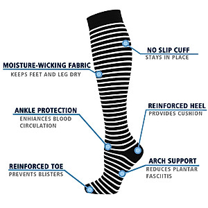 Double Couple 6 Pairs Compression Socks Women Men 20-30 mmHg Knee High Compression Stockings for Athletic Flight Travel Nurses Pregnancy