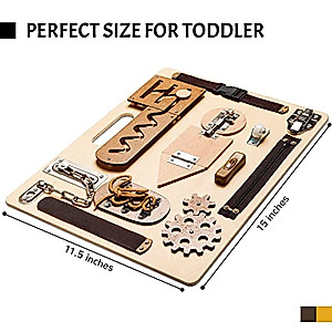 Montessori Busy Board for Toddlers, Wooden Sensory Toys, Preschool Learning Activities for Fine Motor Skills Travel Toy, Basic Life Skills Educational Gifts for 1 2 3 4 Years Old Kids Boys Girls