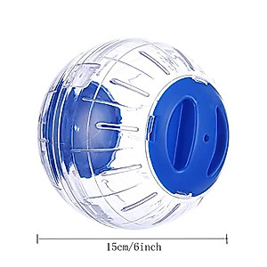 Hamster Exercise Ball Silent Hamster Wheel Small Animals Transparent Ball for Dwar Rat Relieves Boredom and Increases Activity (6 inch, Blue)