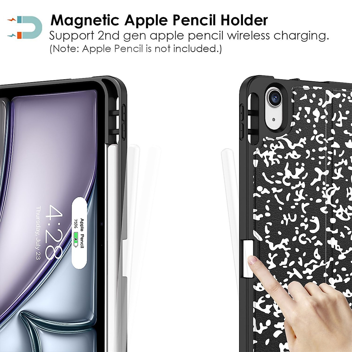 Supveco Case for iPad Air 11 Inch 2024,iPad Air 5th/4th Generation 10.9 Inch 2022/2020 with Pencil Holder-[Auto Wake/Sleep],Premium Folio Stand Soft TPU Back Cover for iPad Air 5/4 Gen-Book