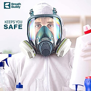 BREATH BUDDY Full Face Respirator Mask | Reusable Professional Gas Mask Protection Against Toxic Gases, Chlorine, Ammonia & More | Perfect for Chemical Industry, Mining and Industrial Projects