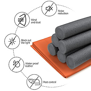 2PCS Under Door Draft Stopper,Twin Door Draft Blocker Weather Stripping Noise Cold Air Blocker Window,Washable,Dust Proof,Removable,Adjustable Door Sweeps 38"(Orange)