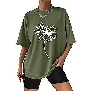 Womens Summer Fashion Loose T Shirt Round Neck Short Sleeve Tops