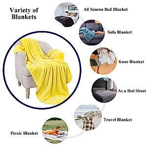 JIAHANNHA Yellow Fleece Throw Blanket 50"x60" for Adults, Super Soft Cozy Plush Velvet Throw Blanket for Couch Sofa Bed,Warm and Lightweight