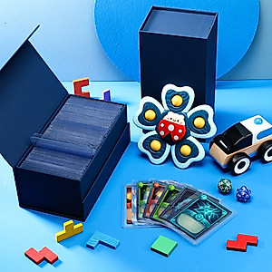 Zonon 2 Pieces Trading Card Storage Box Magnetic Baseball Football Cards Holder Container 600 Standard Sized Card Sleeves Hold Storage Case for Grade Gaming Cards (Blue, Small)