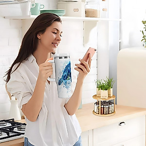 ALAZA Sea Turtle Watercolor 40 oz Tumbler Stainless Steel Water Bottle Vacuum Insulated Cup with Straw Lid & Handle For Travel Car Cup Holder