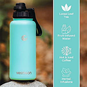 Vesmoon 32 Oz Tea Infuser Bottle - Insulated Water Bottle, Loose Leaf Tea Infuser with Straw & Chug Lid Tea Infuser Flask, Stainless Steel Tea, Coffee & Fruit Infuser Bottle - Leak Proof Roamer Series