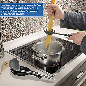 Kyraton Spoon Rest 2 Pack, Plastic Spoon Holder For Kitchen Counter, Kitchen Utensil Rack For Spoons, Tongs, Spatulas, Spoon Rack For Hob, Dishwasher Safe
