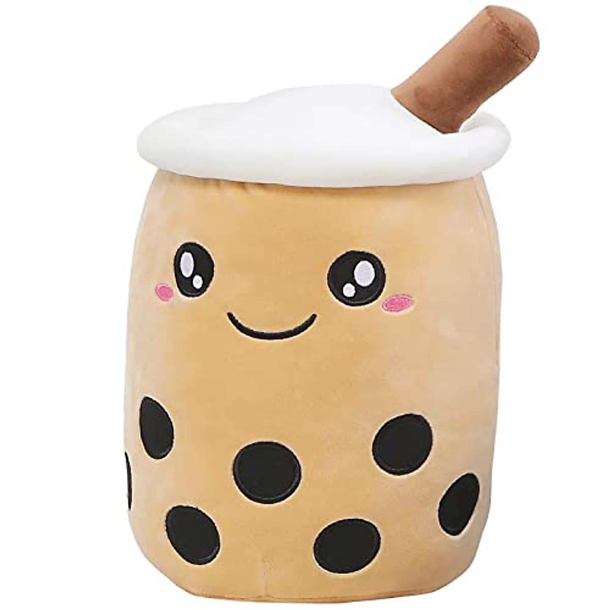 MMguai 14 inch Cute Big Boba Tea Plush Soft Hugging Pillow,Large Brown Pearl Milk Tea Stuffed Animals Toy for Girls Boys Birthday,Christmas