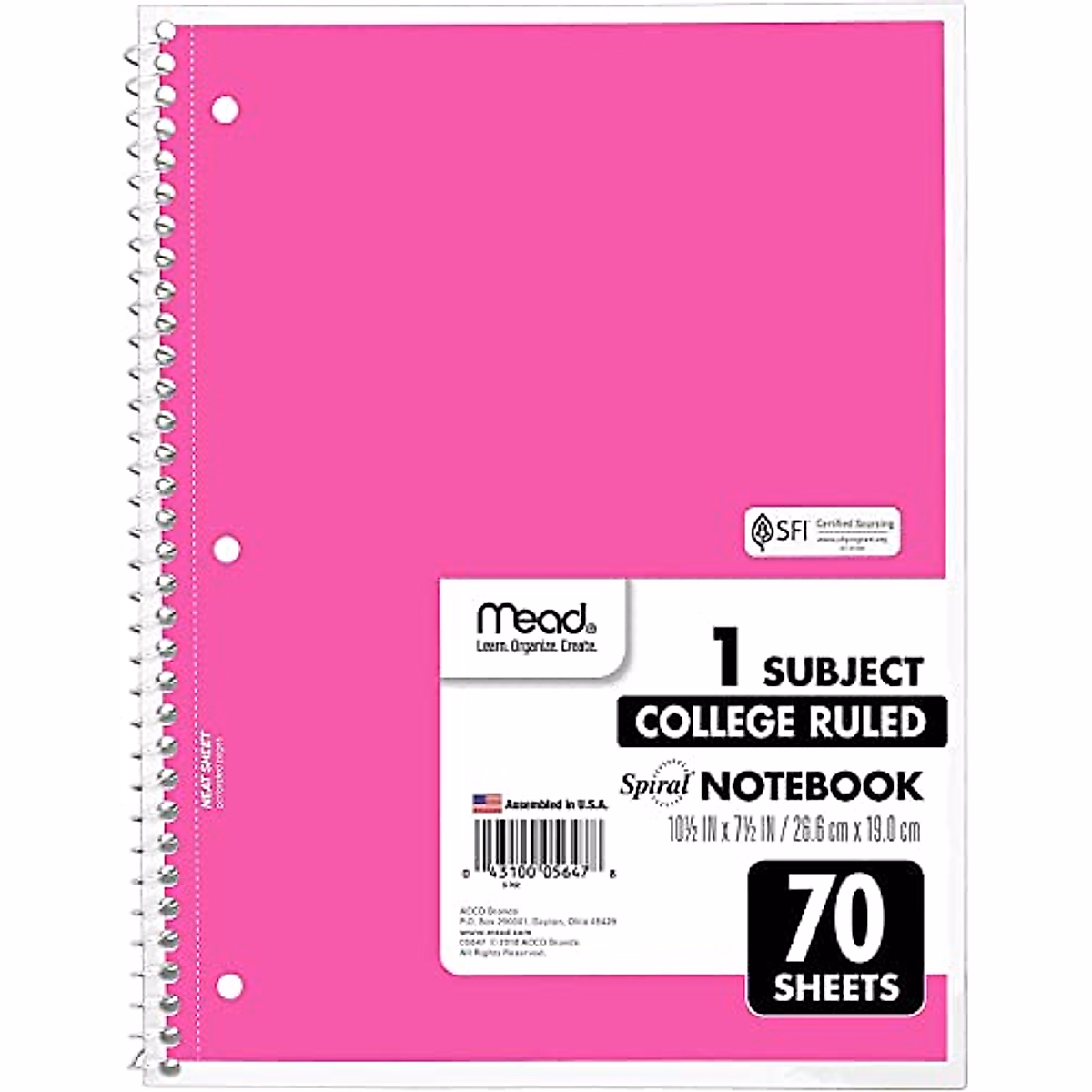 Mead Spiral Notebook, 12 Pack of 1-Subject College Ruled Spiral Bound Notebooks, Pastel Color Cute School Notebooks, 70 Pages