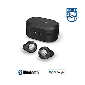 Philips T8505 True Wireless Earbuds, Hybrid Active Noise Canceling (ANC), Bluetooth 5.0 Voice Assistant, IPX4 Splash Resistant, App Control, USB-Charging, Wireless Charging case Included (TAT8505BK)