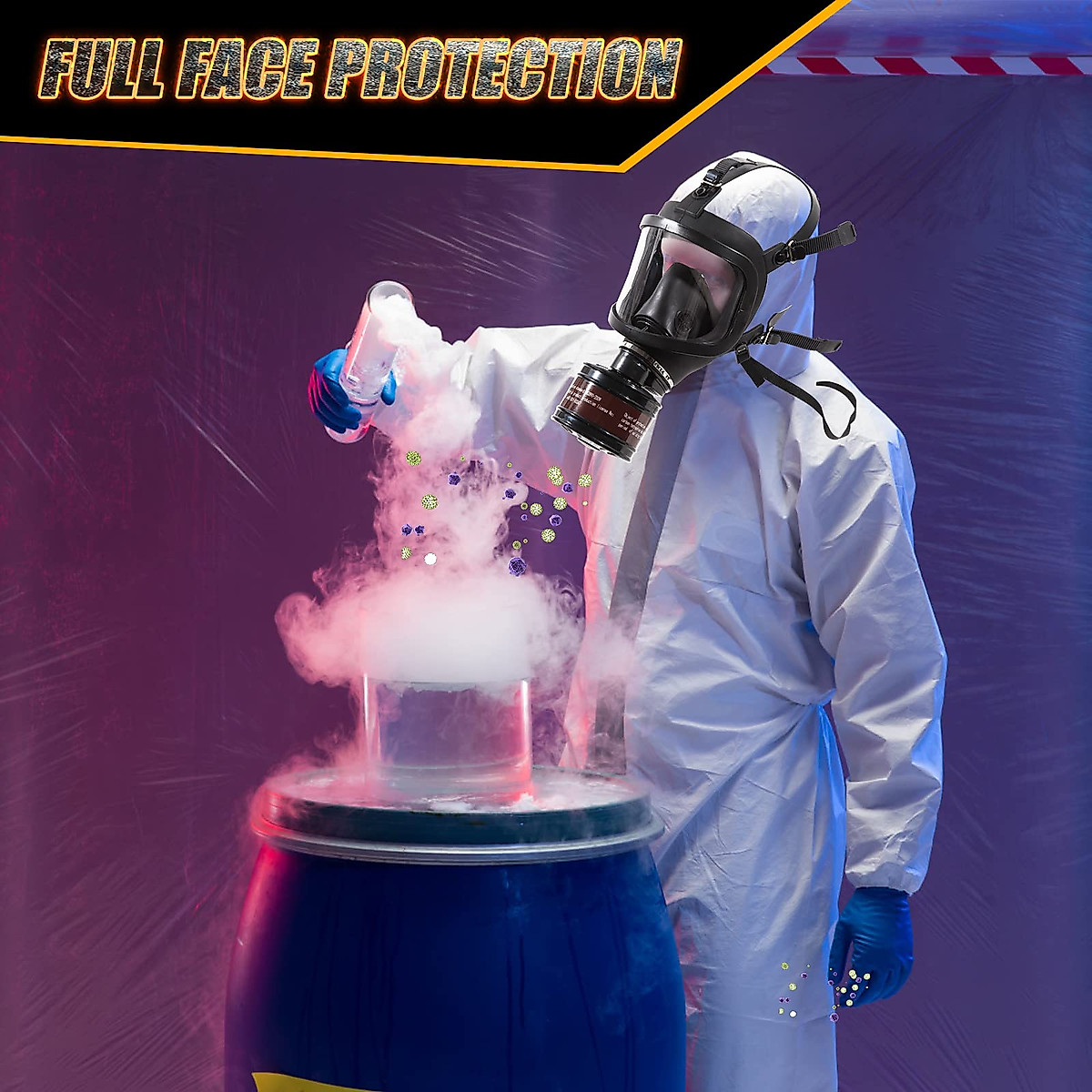 HANUU Gas Masks Survival Nuclear and Chemical, Gas Mask Military Tactical Respirator, Full Face Respirator Mask with 40mm Activated Carbon Filter for Dust, Vapors, Chemicals