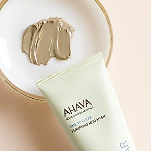AHAVA Purifying Mud Mask - Indulging Mud Mask Cleaning & Purifying the Skin, Soothes, Softens & Clarifies, Enriched with Exclusive Osmoter, Dead Sea Mud, Aloe Vera, Vitamin B5 & Jojoba Oil, 3.4 Fl.Oz