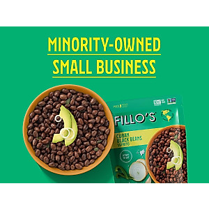 Fillo's Cuban Black Beans - Ready to Eat Beans, Gluten-Free, Preservative-Free, Microwavable Meals, Non-GMO, Plant Protein, Vegan Beans, 10 oz Pk of 6