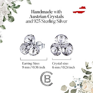 Chic Bijoux Birthstone Stud Earrings for Women, Handmade Earrings With 4 Austrian Crystals and 925 Sterling Silver, Gift for Her, Mom, Crystal Flower Jewelry, Xiris Collection