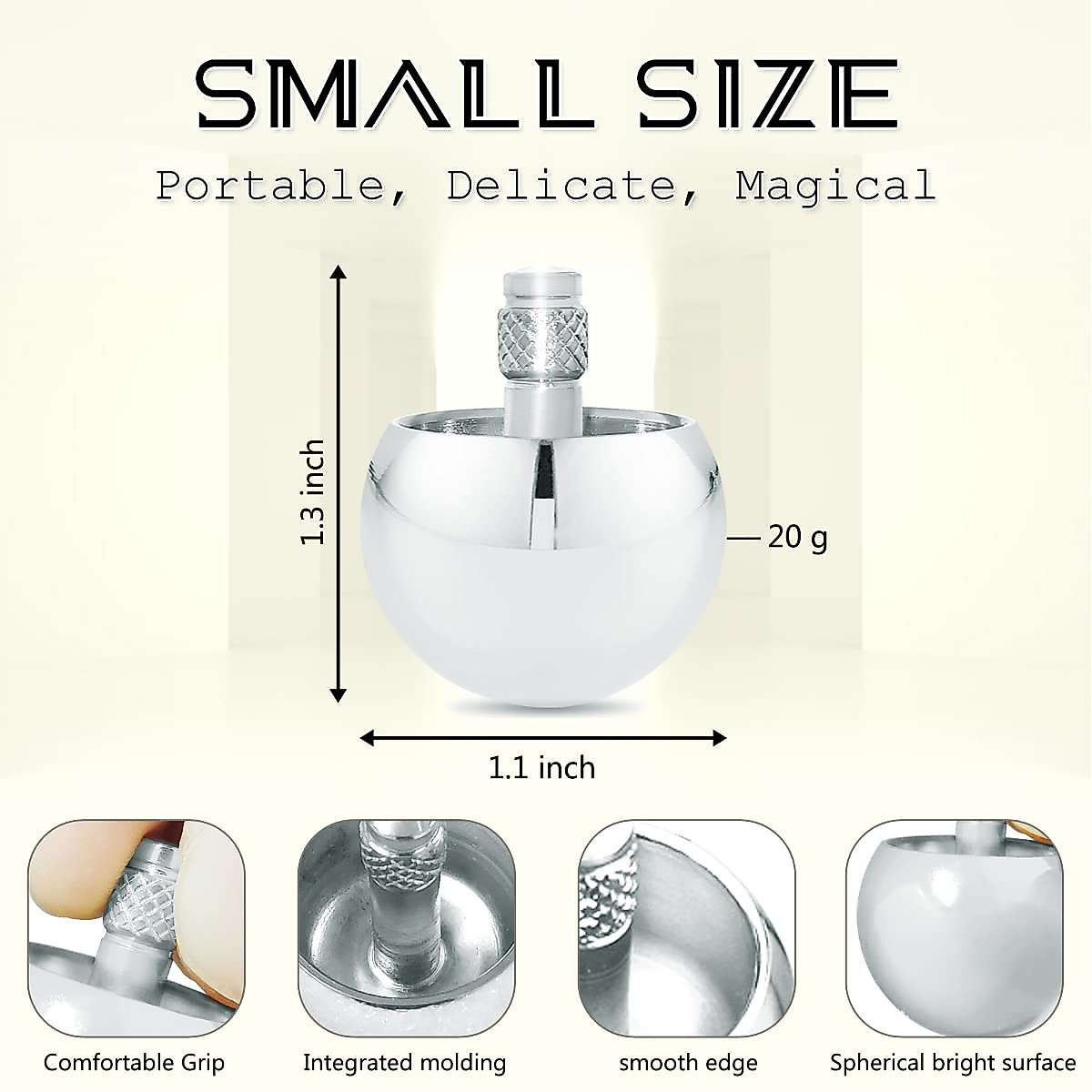 Metal Spinning top, Physics Education Toy, Totem gyro, Tumbler Gyroscope, The revolving Metal of an Automatic Handstand, One-Piece top (C35-silver)