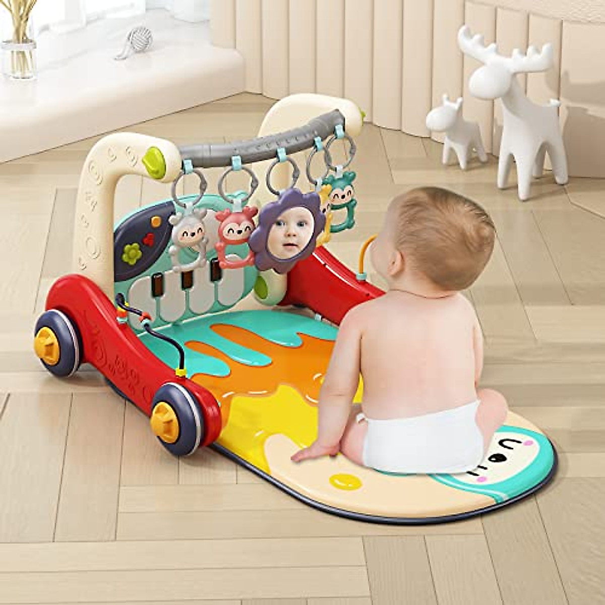 Baby Play Mat Baby Gym,Play Piano Tummy Time, Floor Activity Center,Baby Seat,Infant Baby Walker - Toddler Push Walker, Boy & Girl Gifts for Newborn Baby Toddler 0 to 3 6 9 12 Months(Pink)