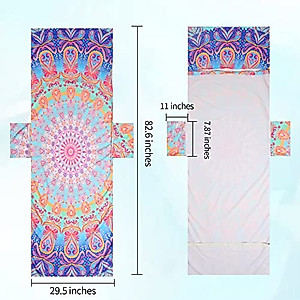 Beach Chair Cover with Side Pockets Thick and Quick Dry Chaise Lounge Chair Towel Cover for Sun Lounger Pool Sunbathing Garden Beach Hotel No Sliding (Mandala)