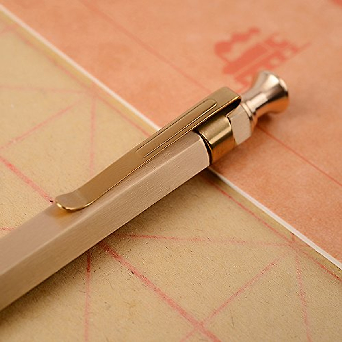 EKLOEN Six-Edge Solid Brass Pen, Sign Pen Ballpoint Pen with Clip