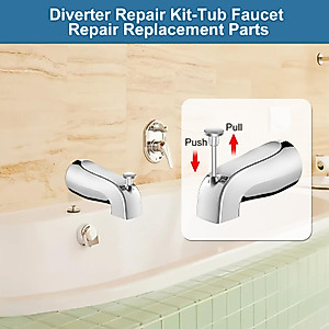 4 Set Tub Spout Diverter Repair Kit for Tub Spout Replacement with O-Ring & Gasket, Diverter Repair Kit-Tub Faucet Repair Replacement Parts for Broken or Leaking Repairs(Silver)