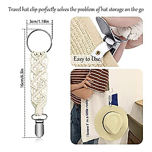 MEIXINZHI 3Pcs Cotton Hat Clip for Travel, Knitting Travel Hat Clip for Bag Backpack Luggage, Travel Hat Clip for Women (Off White)