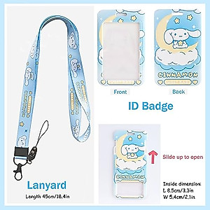 Cute School Supplies Set, Kawaii Stationery Set, Includes Pencils, Pen-Style Eraser, Sticky Note, Stickers, Lanyard with ID Badge, Back to School Gift