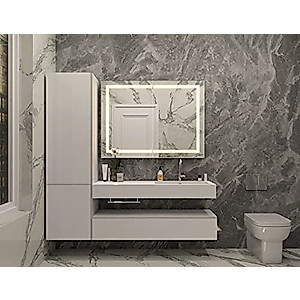 AQUADOM Royale Plus LED Medicine Mirror Cabinet 48in x 36in x 5in Recessed Surface Mounted, Defogger, LED 3X Makeup Mirror, Electrical Outlets, Interior LED Light